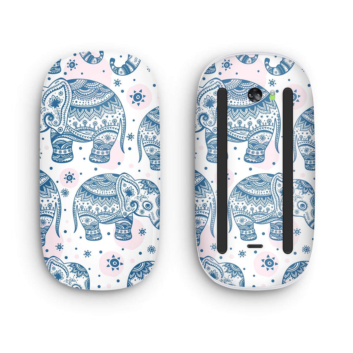 Design Skinz Ethnic Navy Seamless Aztec Elephant Vinyl Decal Compatible with The Apple Magic Mouse 2 (Wireless, Rechargable) with Multi-Touch Surface