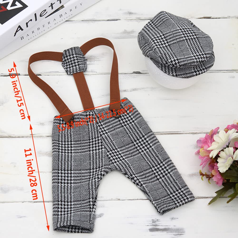 Coberllus Newborn Monthly Baby Photo Props Stripe Cool Boys Cap Rompers Photography (Grey)