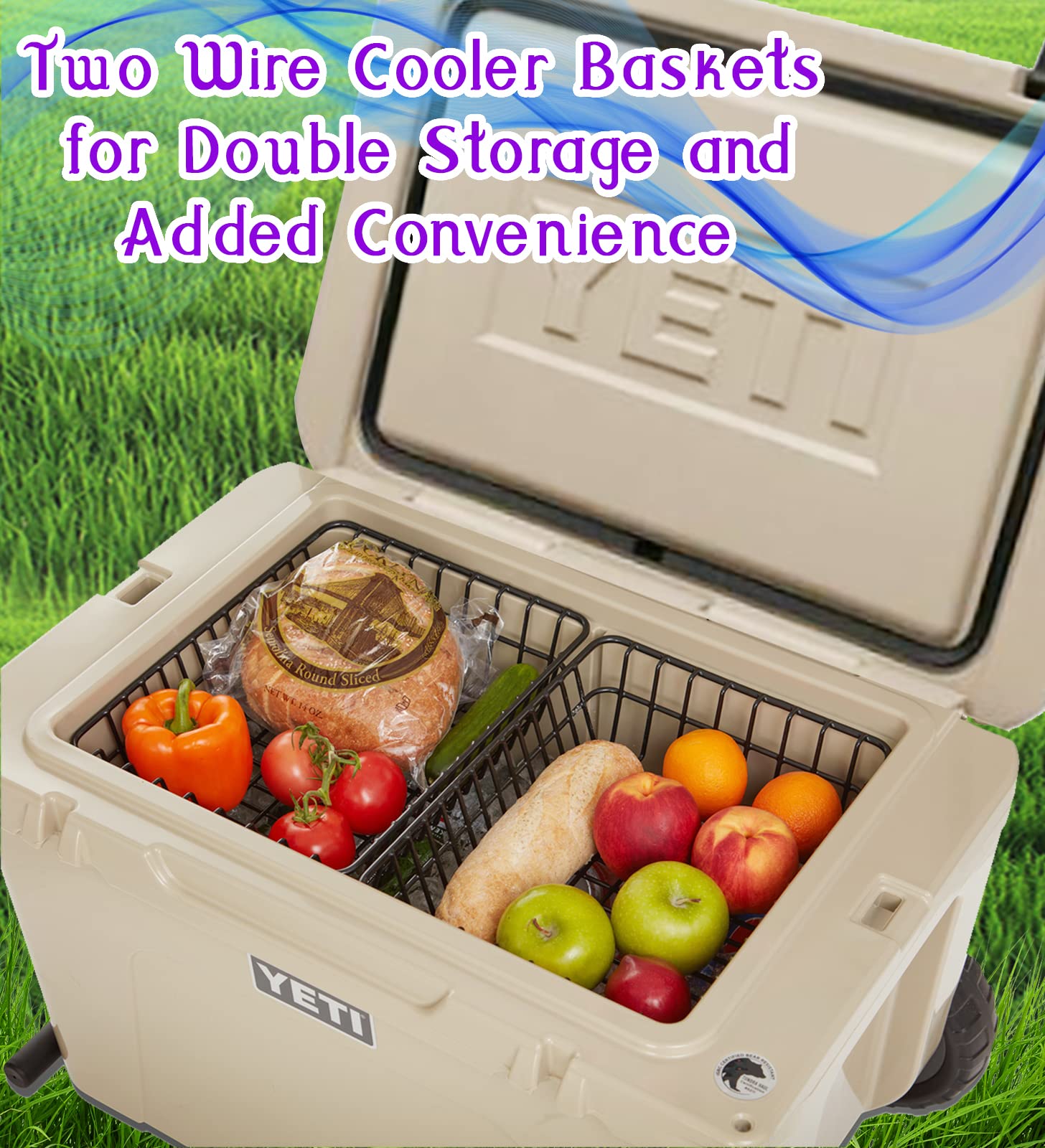 2-Pack Cooler Basket for YETI Tundra Haul, Double Cooler Rack for Double Storage, Dry-Goods Basket for YETI Wheeled Coolers (Cooler NOT Included)