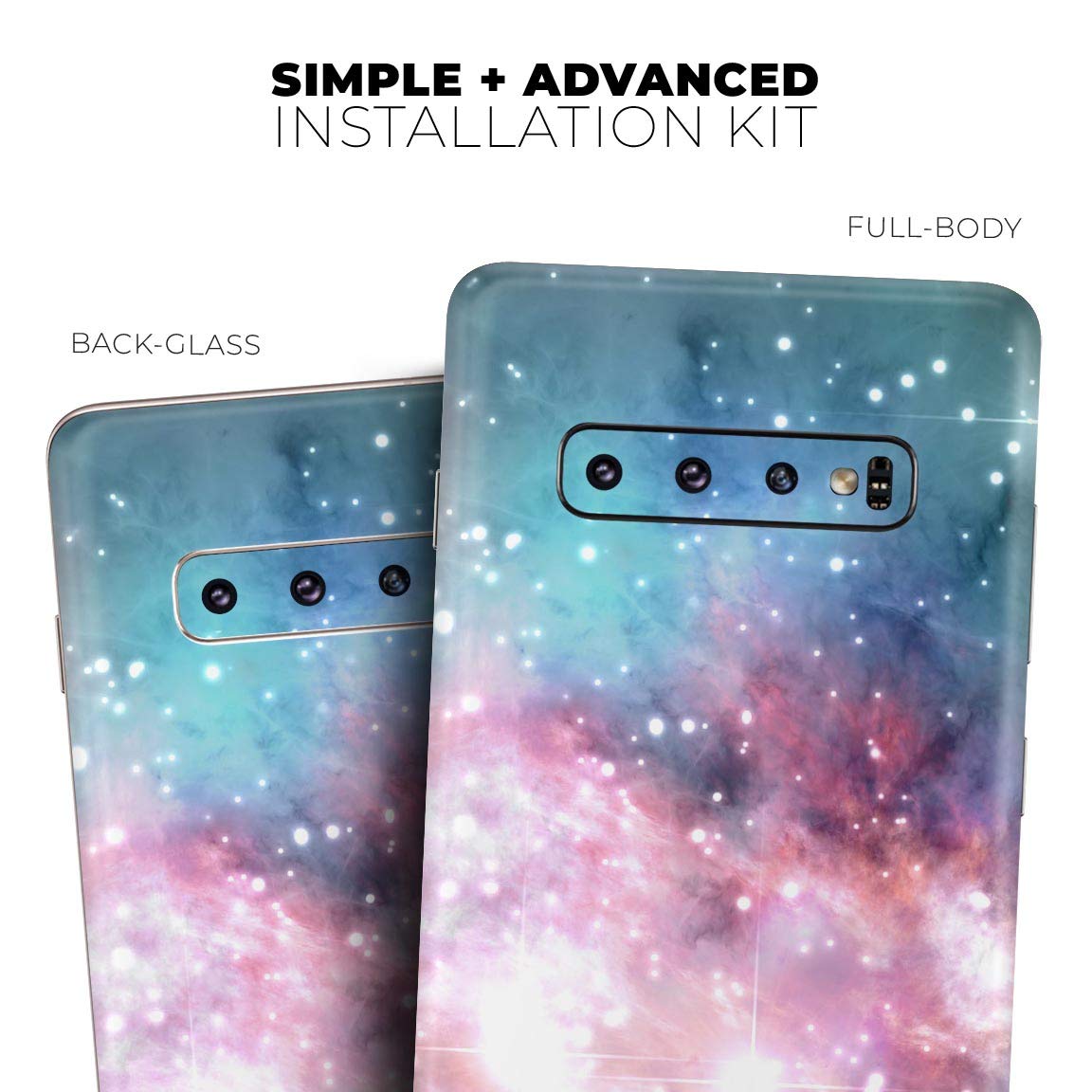 DesignSkinz Colorful Neon Space Nebula Protective Vinyl Decal Wrap Skin Cover Compatible with The Samsung Galaxy S20 (Screen Trim & Back Glass Skin)