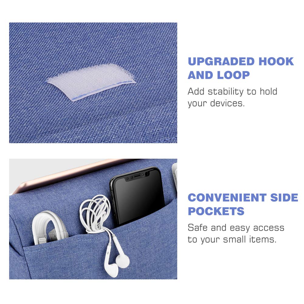 MoKo Tablet Pillow Stand, Soft Bed Pillow Holder, Fits up to 11" Pad, Fit with iPad 10th,iPad Pro 11 2022, New iPad Air 4 10.9/Air 3, iPad Pro 11/10.5/9.7, Mini 5 4, Galaxy Tab S6/ S7 11", Denim Blue