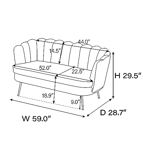 59" Loveseat Small Sofa Mini Room Couch Two-Seater Sofa Chenille Fabic Sofa Couch Gold with Metal Legs for Small Space Office Studio Apartment Bedroom, Easy to Install (Green)