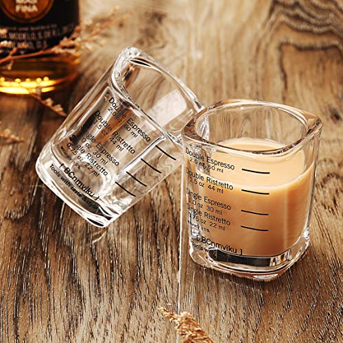 Espresso Shot Glasses Measuring cup Liquid Heavy Glass Wine Glass Shot Glass 26-Incremental Measurement 2 OZ 2 Features 60ML (Sturdy-2 pack)