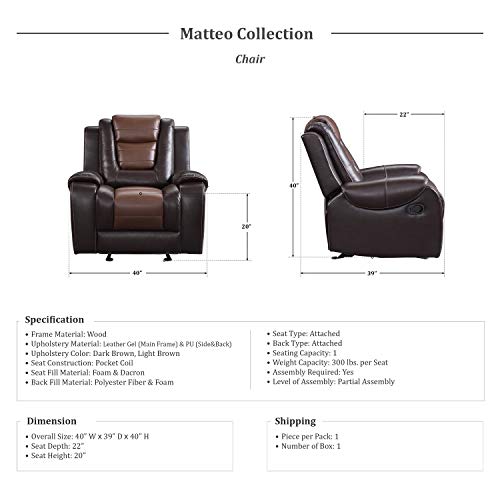 Lexicon Matteo Glider Reclining Chair, Two-Tone Brown