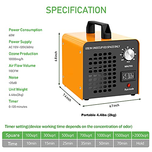 ELINP Industrial Ozone Generator 10,000 mg/h High Capacity Commercial Ozone Machine Odor Removal Deodorizer Ozonator for Home, Cars and Pets