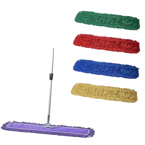 36 Inch Purple Dust Mop with Metal Handle and 36 Inch Dust Mop Refill Bundle - 1 Mop Set and 4 Refills