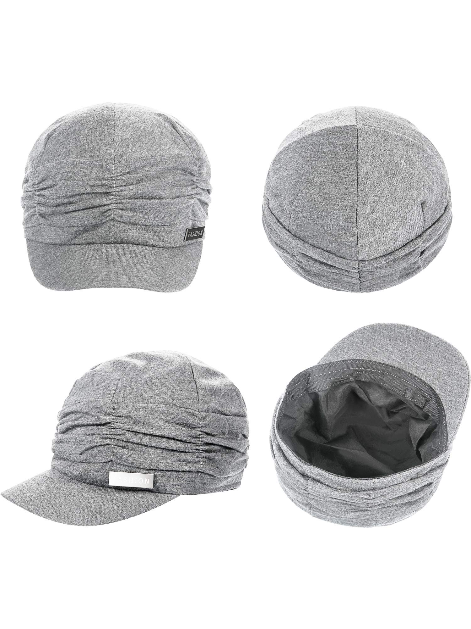 2 Pieces Women Newsboy Cabbie Cap Beret Hats Bamboo Baseball Cap Cotton Painter Visor Hats for Women (Black, Grey)