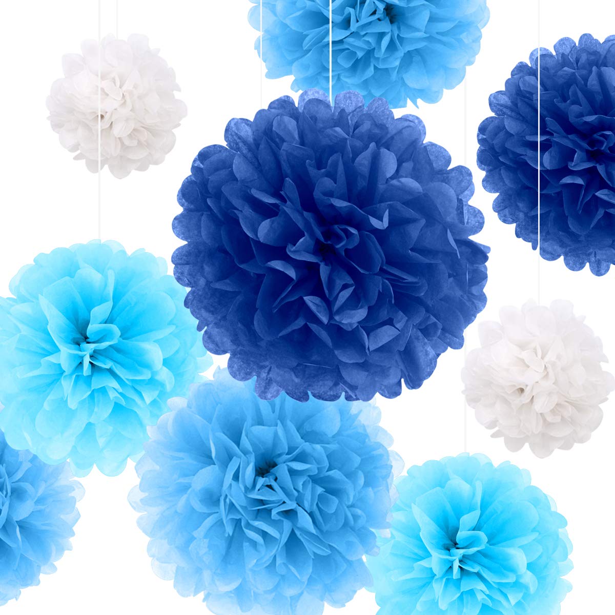Binpeng Paper Pom Poms Hanging Paper Flower Ball Wedding Party Celebrations Decorations Outdoor Decoration Flowers Craft for Party Birthday party (BL-8PCS)