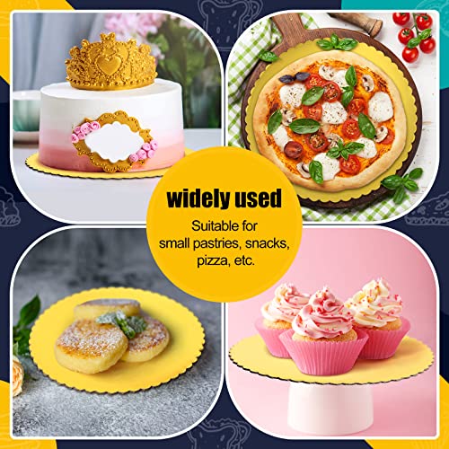 50 Pack 10 inch Gold Cake Boards Circle Rounds Cake Boards Scallop Edge Cakeboard Disposable Cake Base Grease Proof Cardboard Perfect for New Year Wedding Birthday Cake Decorating