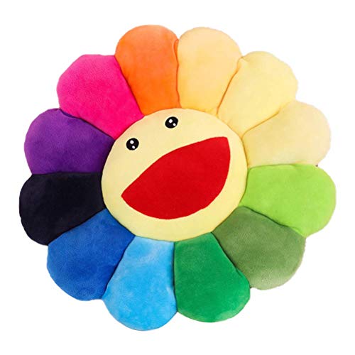 zuoshini Flower Plush Pillow, Sunflower Murakami Pillow Soft & Comfortable Sunflower Smiley Cushion Colorful Sun Flower Plush Home Bedroom Shop Restaurant Decor 16.5in/42cm