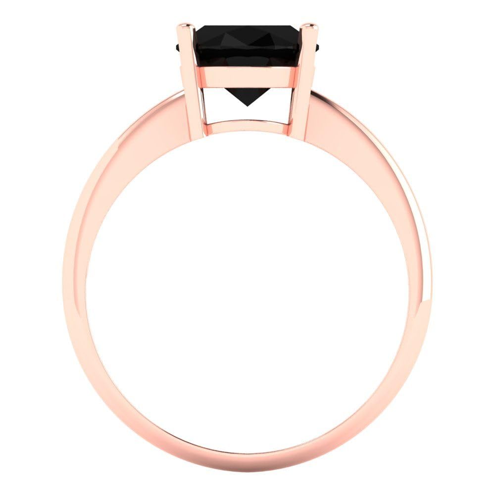 2.5ct Oval Cut Solitaire Genuine Natural Black Onyx Wedding Bridal Designer Anniversary Engagement Ring 14k Rose Gold 5.75