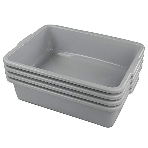 Anbers 13L/Grey Plastic Commercial Bus Box, Wash Tub Basin, 4 Packs
