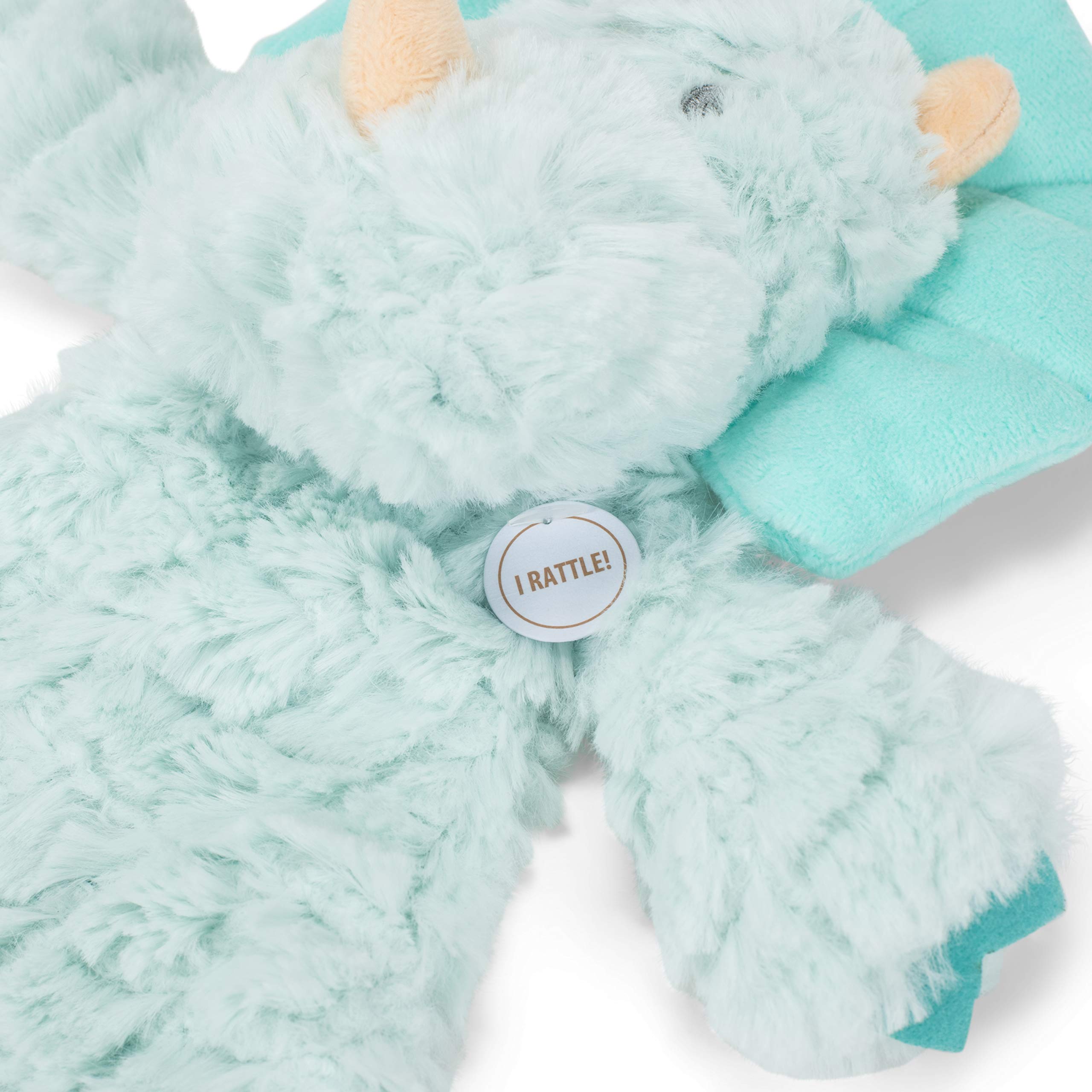 Darcy Dinosaur Aqua Blue Children's Plush Rattle Blankie