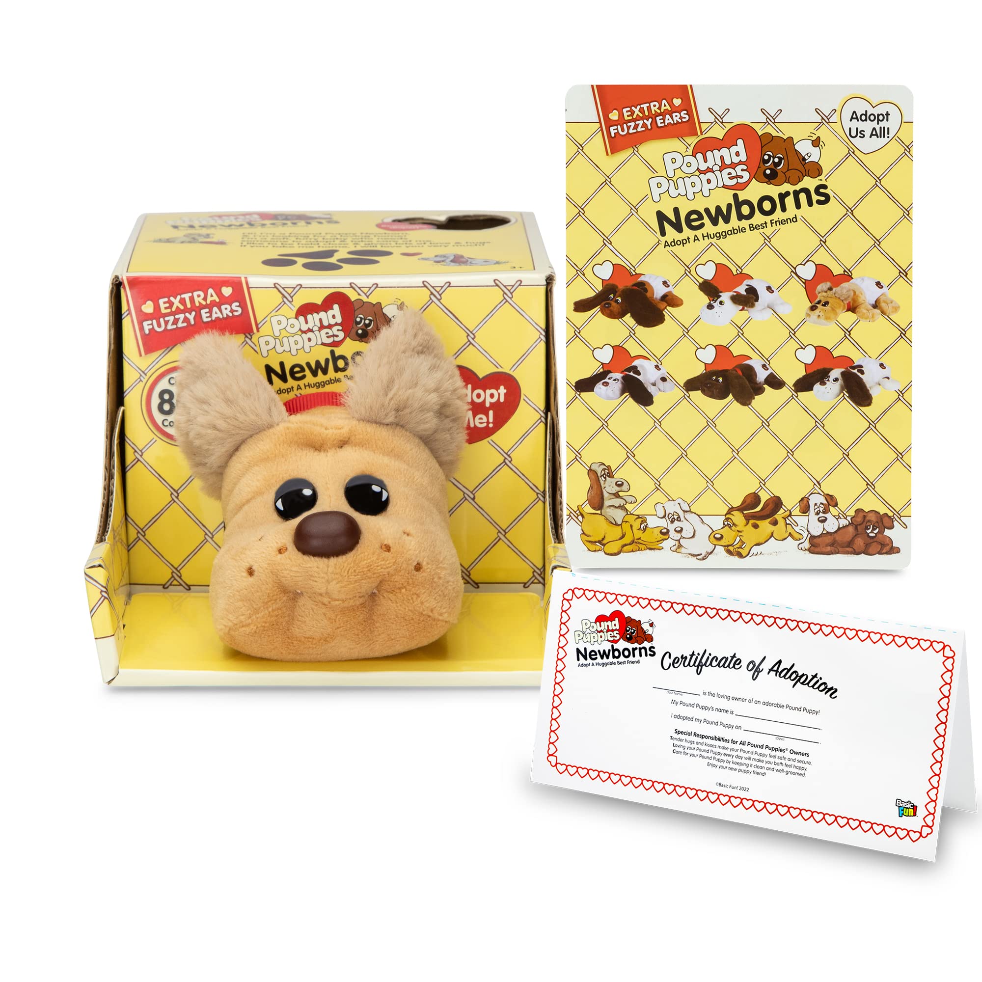 Basic Fun Pound Puppies Newborns Plush - Light Brown Rumple Skin (Fuzzy Ears) Small
