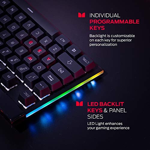 Monster Alpha 5.0 LED Mechanical Gaming Keyboard with Anti-ghosting Individually Backlit RGB Keys, Programmable RGB Lighting Effects, Magnetic Palm Rest and Dedicated Media Keys β for PC Gaming