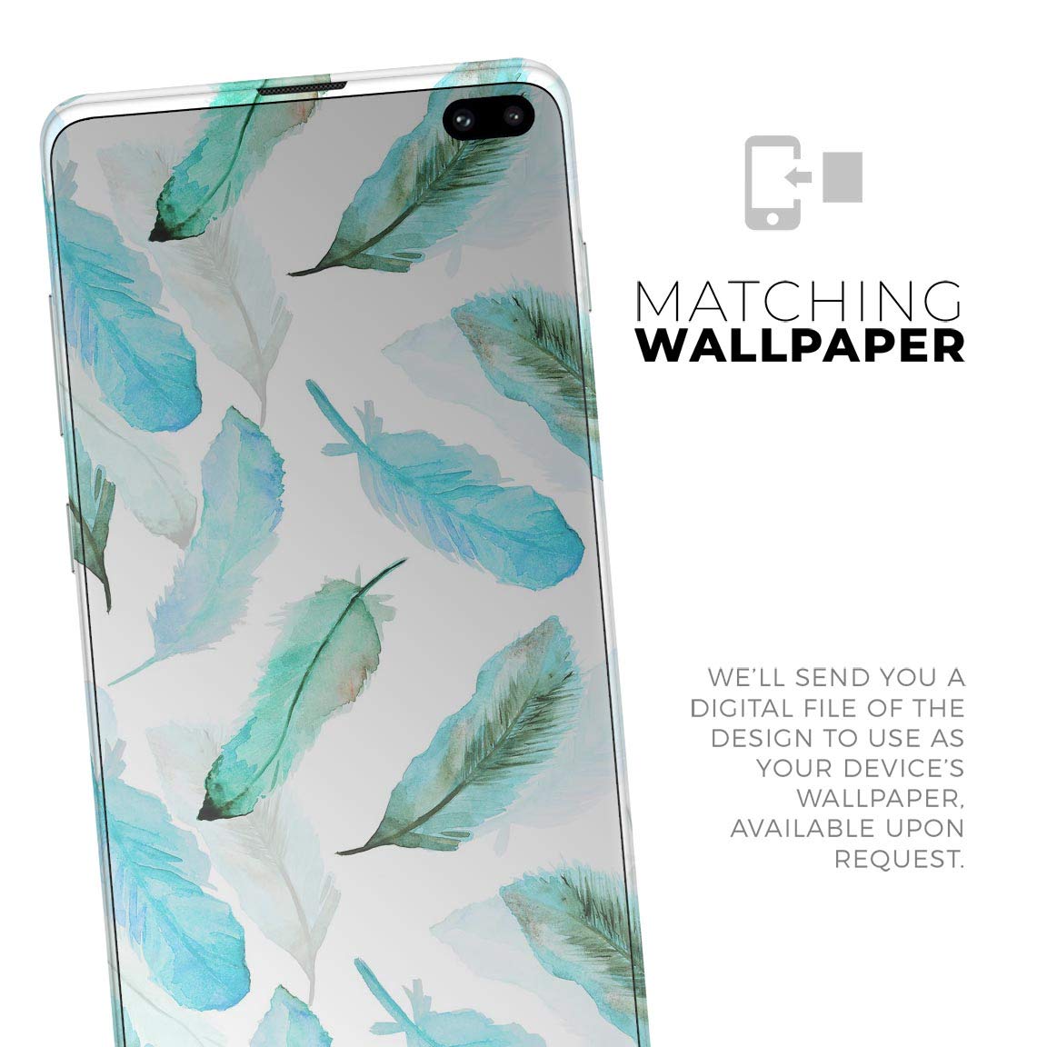 DesignSkinz Feathery Watercolor Protective Vinyl Decal Wrap Skin Cover Compatible with The Samsung Galaxy S20 (Screen Trim & Back Glass Skin)