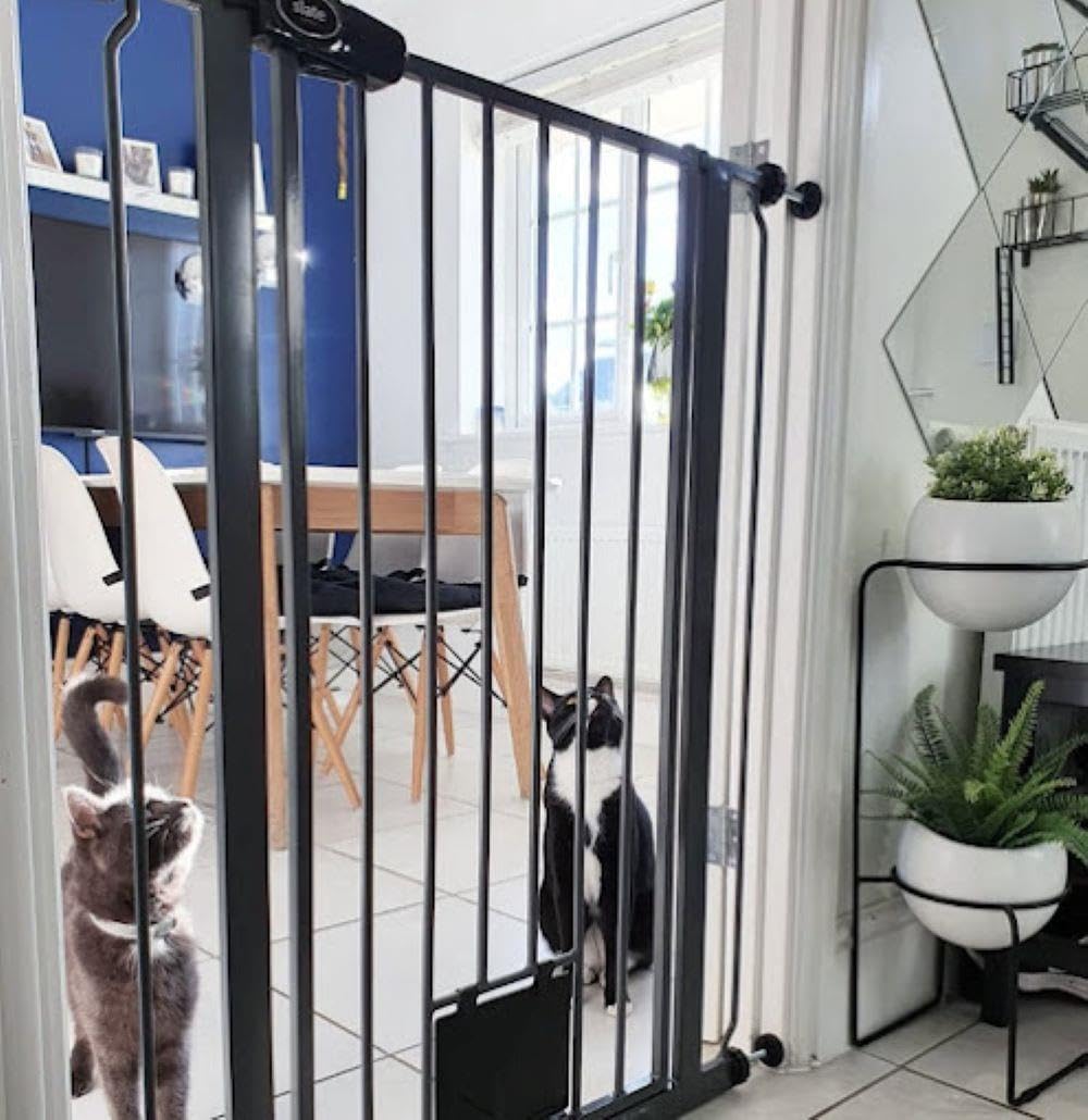 Bettacare Gate with Lockable Cat Flap Matt Black 75cm - 84cm