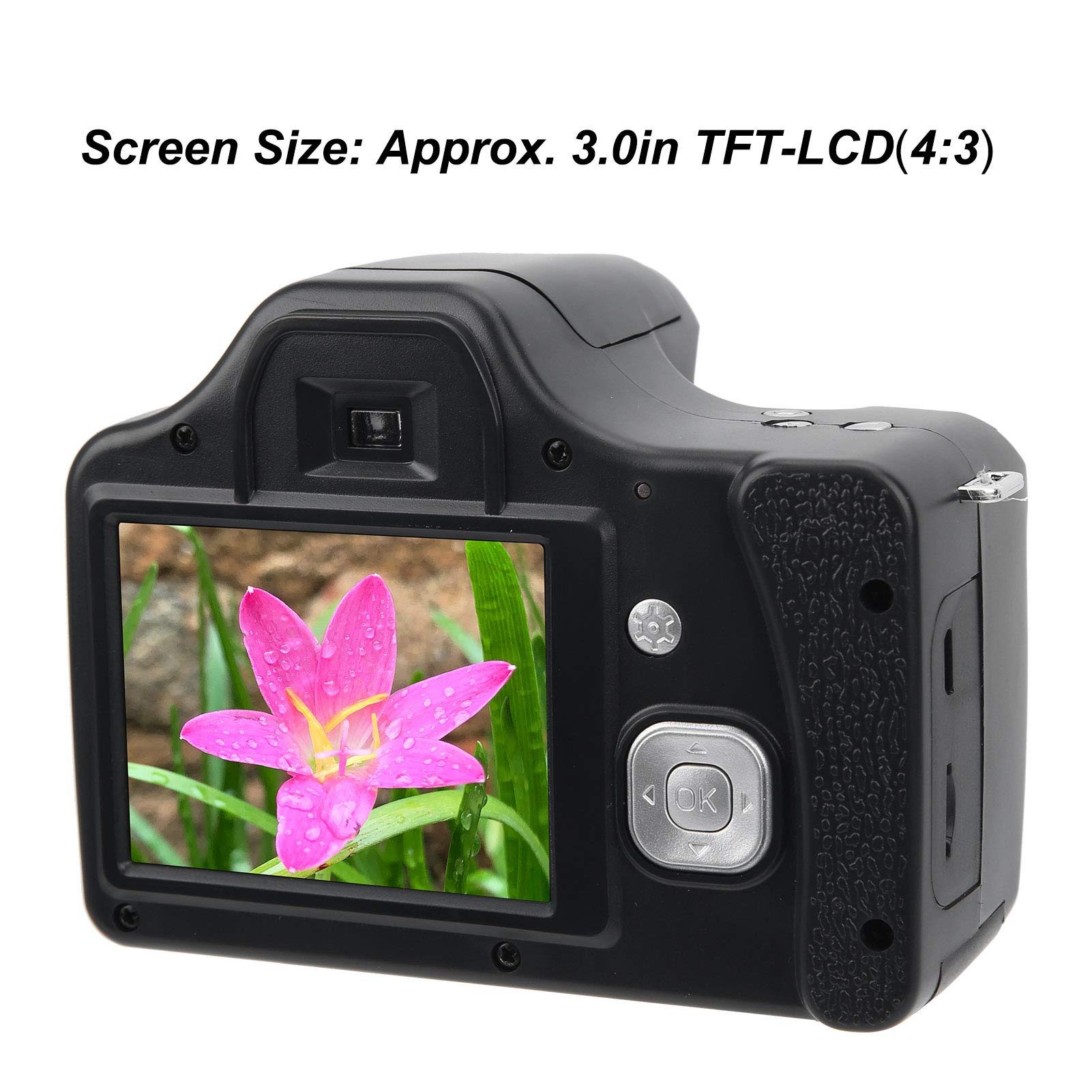 24MP Digital Camera with 18X Zoom FHD1920X1080 SLR Camera 3.0 in LCD Screen Portable Vlogging Camera Built in Flash Light for for Adult Seniors Students Kids Beginner (Standard Version + Wide-Angle