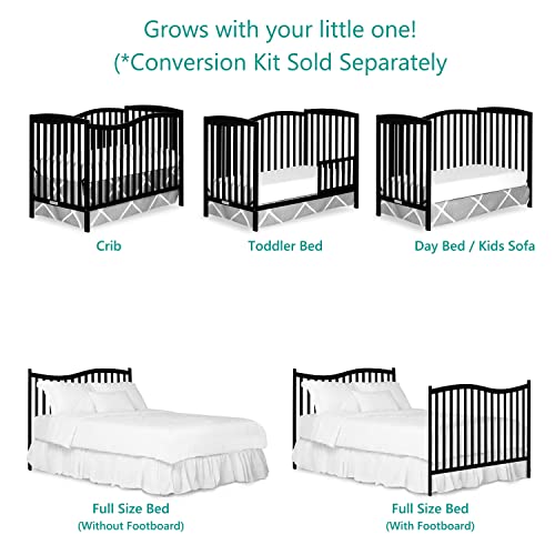 Dream On Me Chelsea 5-In-1 Convertible Crib In Black, JPMA Certified