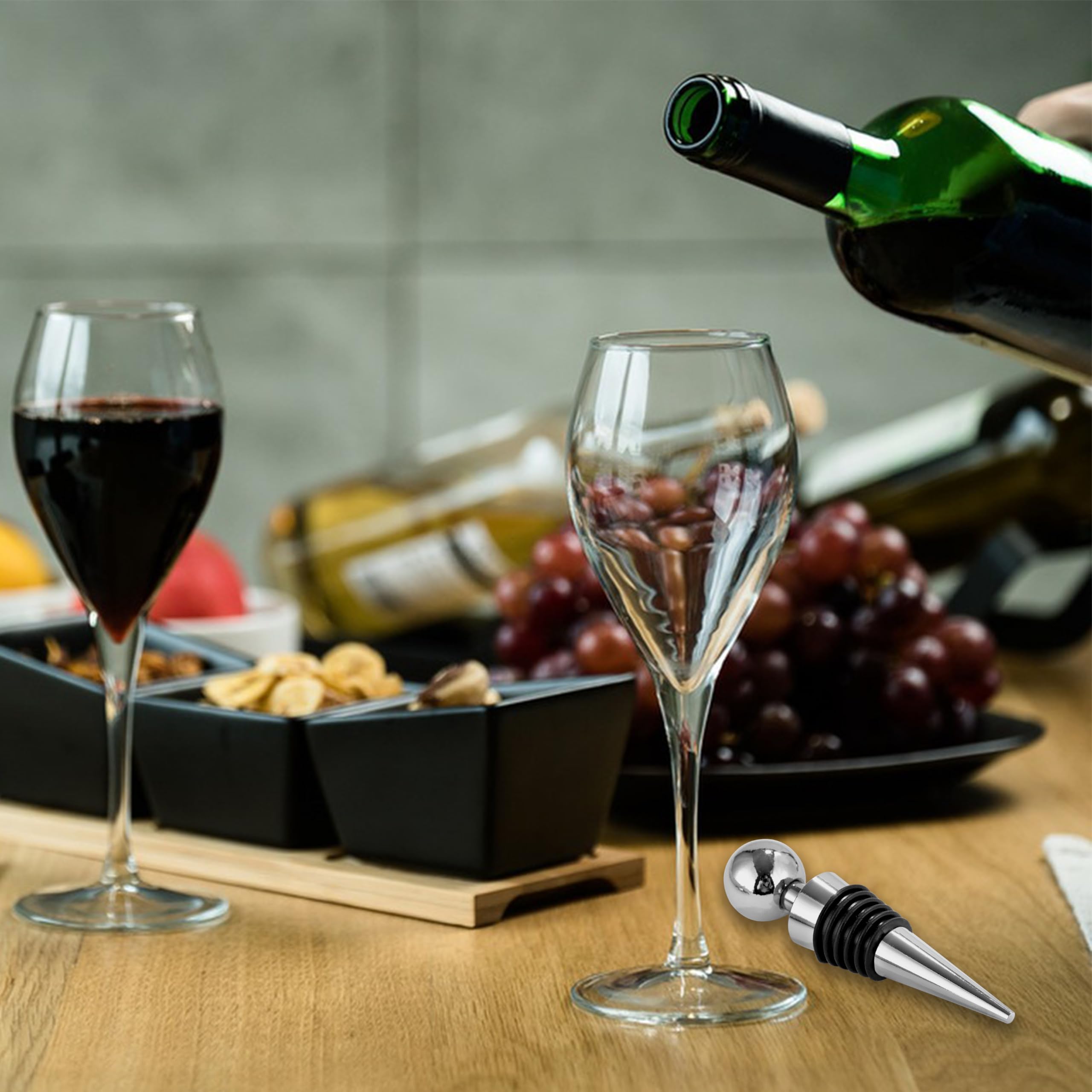4PCS Wine Stopper, HIA Reusable Leak Proof Wine Stoppers, Premium Materials (Aluminium Alloy + Silicone) Wine Bottle Stopper, Wine Corks for Bar, Camping, Party, Wedding