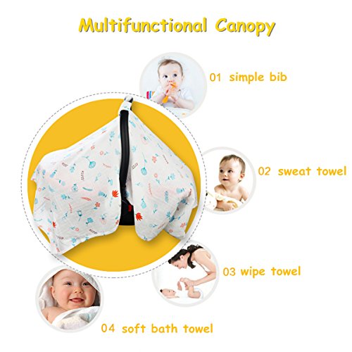 Hi Sprout Breathable Cotton Muslin Canopy Car Seat Cover for Girls and Boys (Little Monkey)