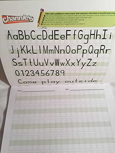 Channie’s Quick & Neat Alphabet Writing Pad, Practice Handwriting & Printing Workbook, 80 Pages Front & Back, 40 Sheets, Grades PreK – 1st, Size 8.5” x 11”