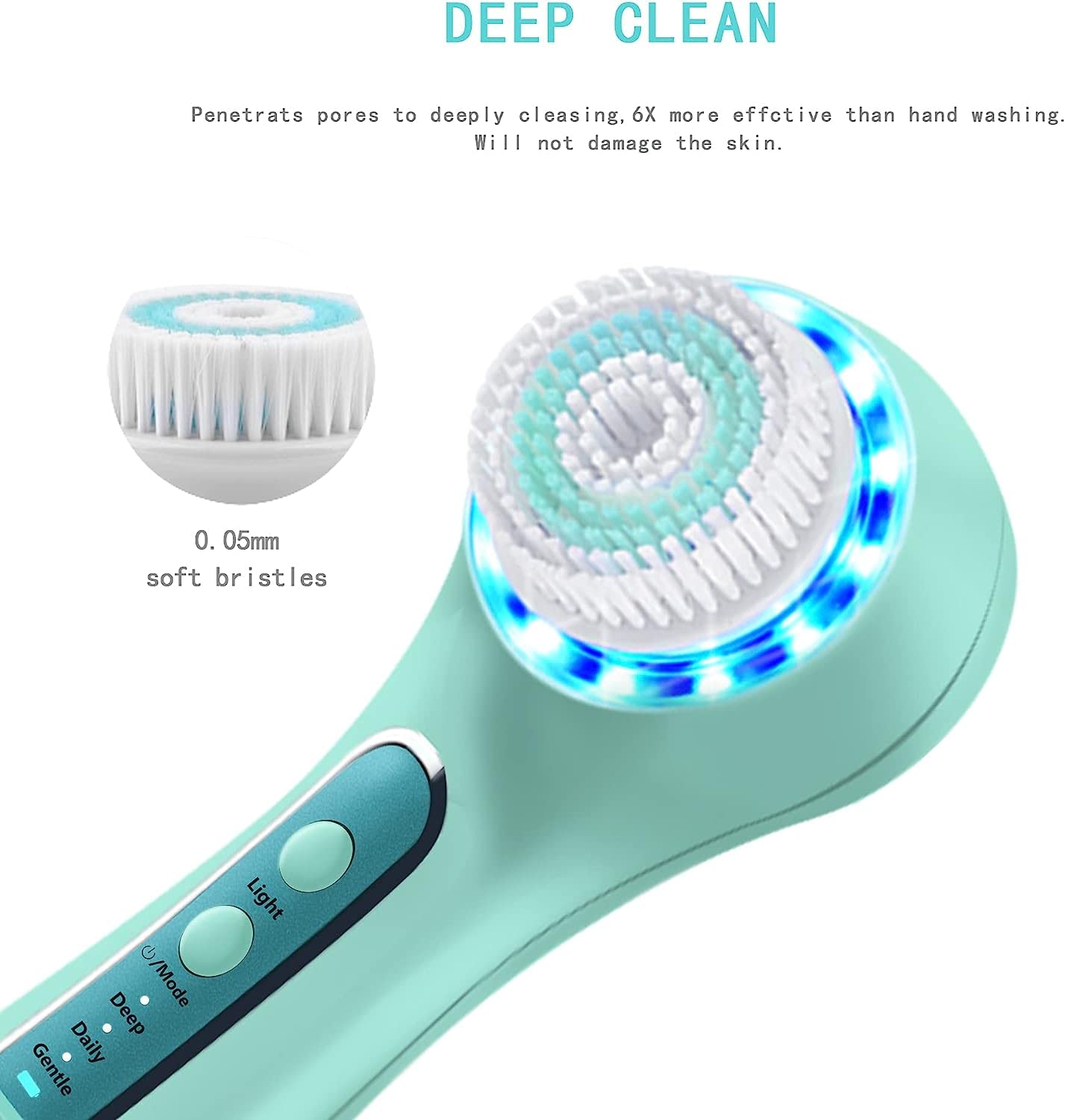 UMICKOO Face Scrubber Exfoliator,Facial Cleansing Brush Rechargeable IPX7 Waterproof with 5 Brush Heads,Electric Face Spin Brush for Exfoliating, Massaging and Deep Cleansing