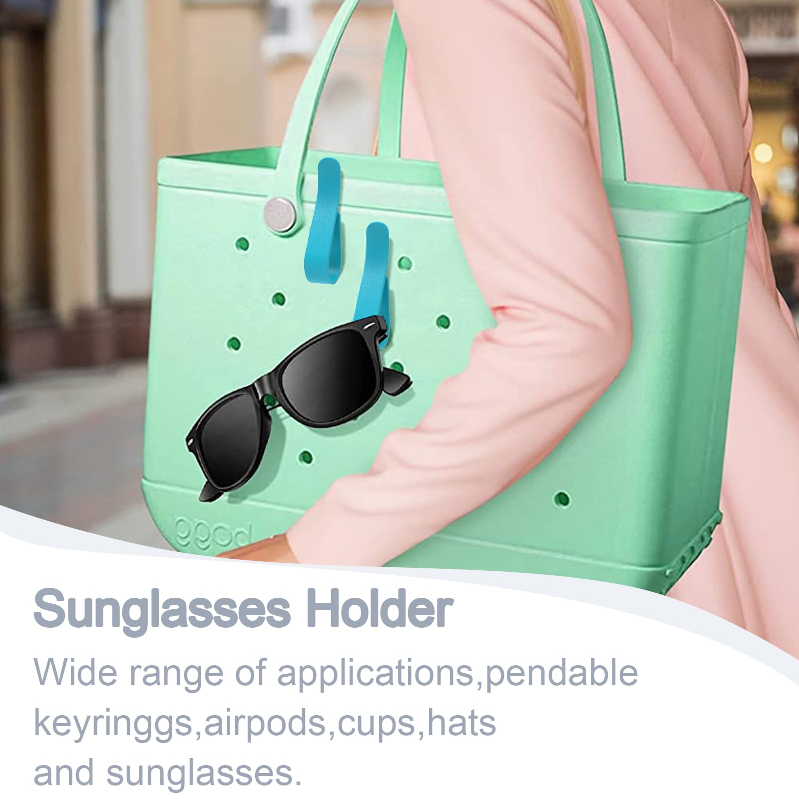 5PCS Hooks Accessories for Bogg Bags, Insert Charm Cutie Cup Holder Connector Key Holder Mask Holder (Sky Blue)