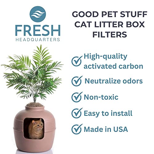 FRESH HEADQUARTERS Activated Carbon Filter Replacements Compatible with Good Pet Stuff Hidden Cat Litter Planter β Active Charcoal Filters Eliminate up to 99% of Cat Box Smells (4 Pack)