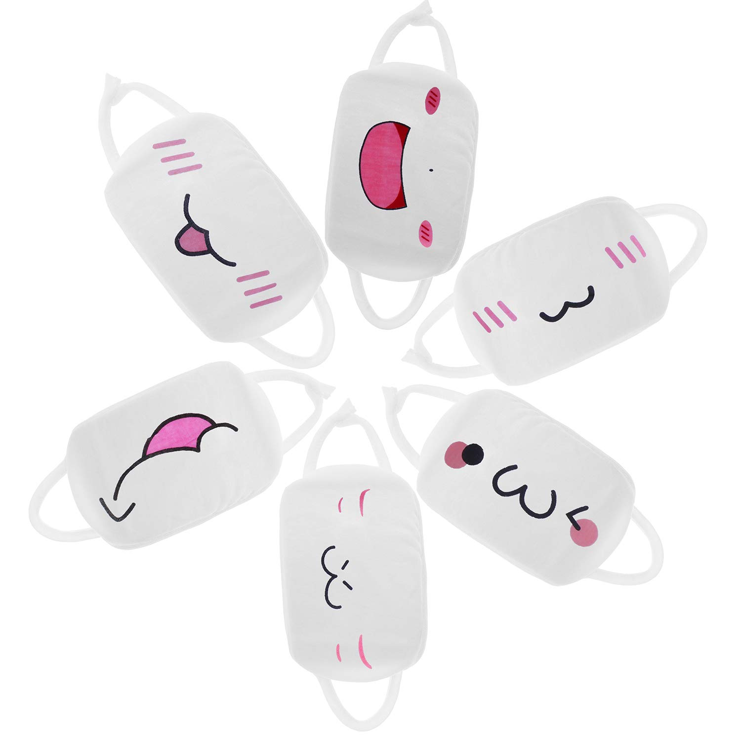 24pcs (Style) Mouth Mask Kawaii Cotton Cartoon Mouth Mask, 2 Colors