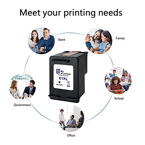 BJ Remanufactured Ink Cartridge Replacement for HP 61XL 61 XL CH563WN (1 Black) for HP Envy 4500 5535 Deskjet 1000 1010 1055 1512 Printer