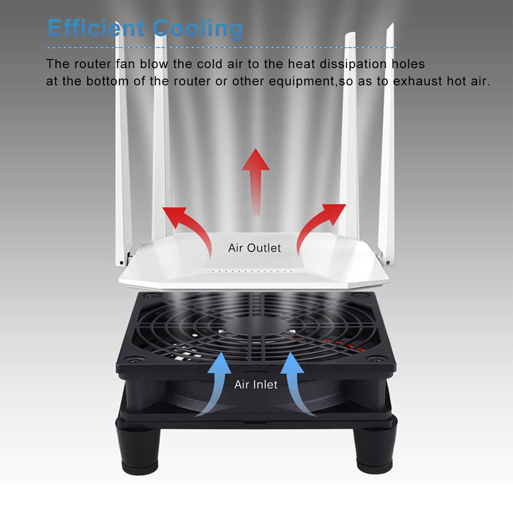 GDSTIME Quiet 120mm Router Fan Cooler, DC 5V USB Powered for Modem TV Box Receiver DVR PlayStation Xbox Computer Cabinet Cooling