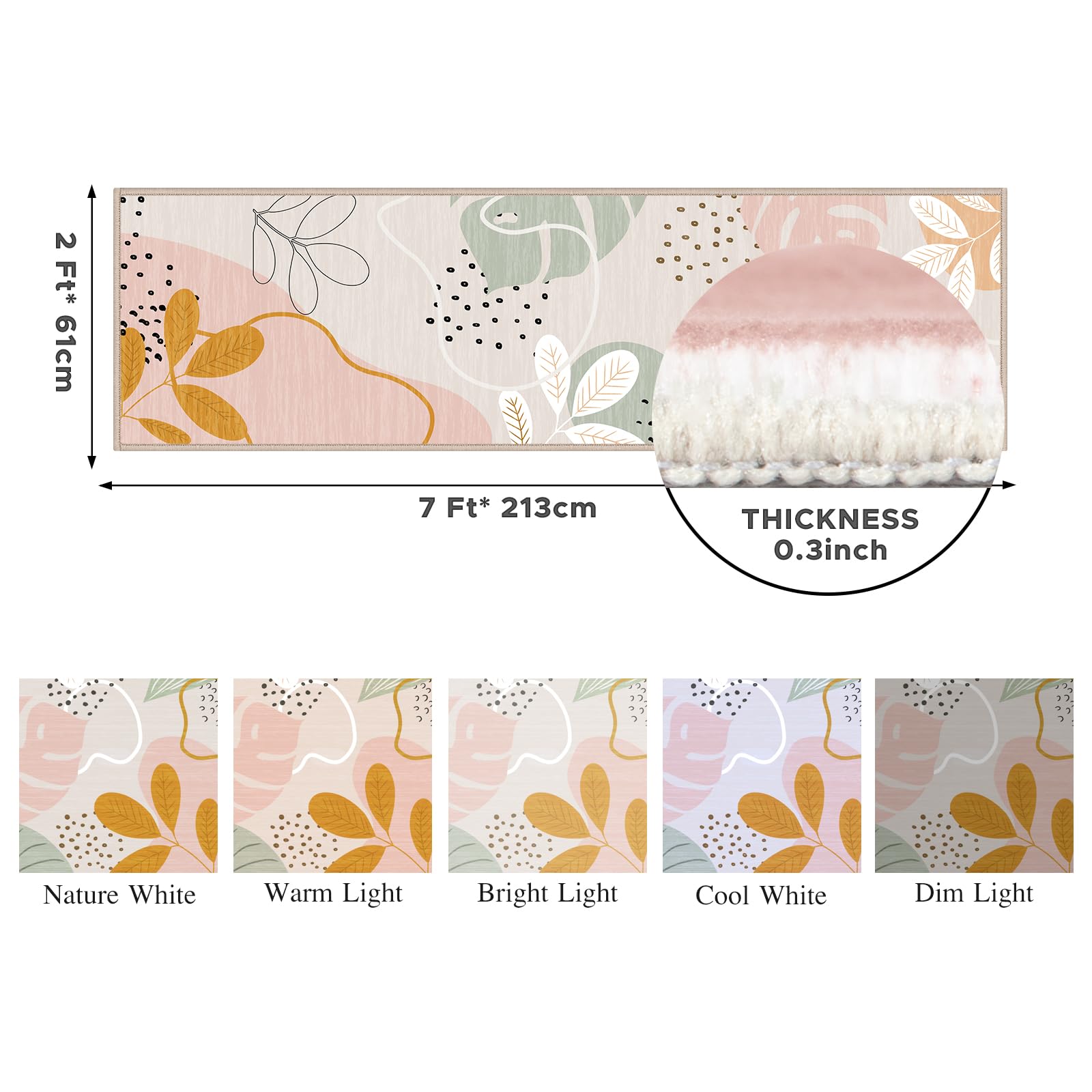 2x7 Hallway Runner Rug - Pink Kitchen Runner Rug Washable Non Slip Runners, Modern Non Skid Throw Long Hallways Runner Rugs with Rubber Backing Carpet for Living Room Bedroom