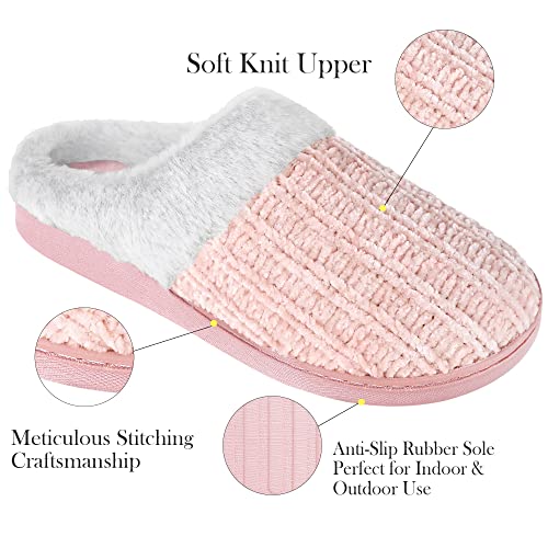Amazon Essentials Women's Warm Cushioned Slippers for Indoor/Outdoor Pink, Size 8