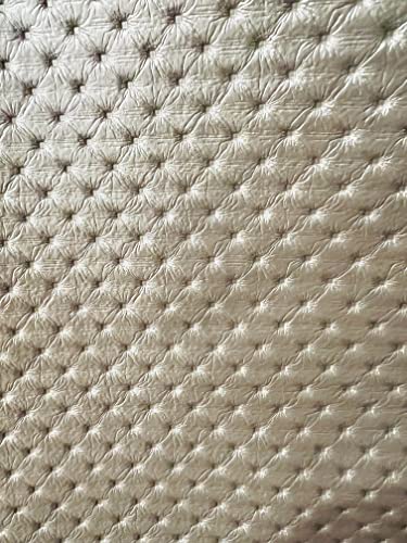 FABRICS FOREVER - Faux Leather Diamond Embossed Stitch Rose Gold Silver Upholstery Fabric by The Yard - 54ββ Wide | Silver Vinyl Fabric Material Faux Leather Sheets for DIY, Upholstery Crafts