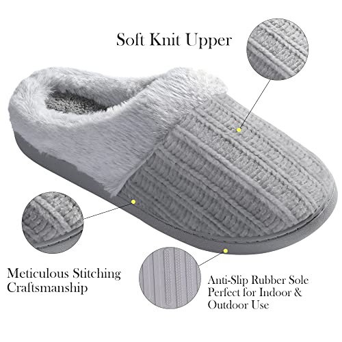 Amazon Essentials Women's Warm Cushioned Slippers for Indoor/Outdoor Grey, Size 10
