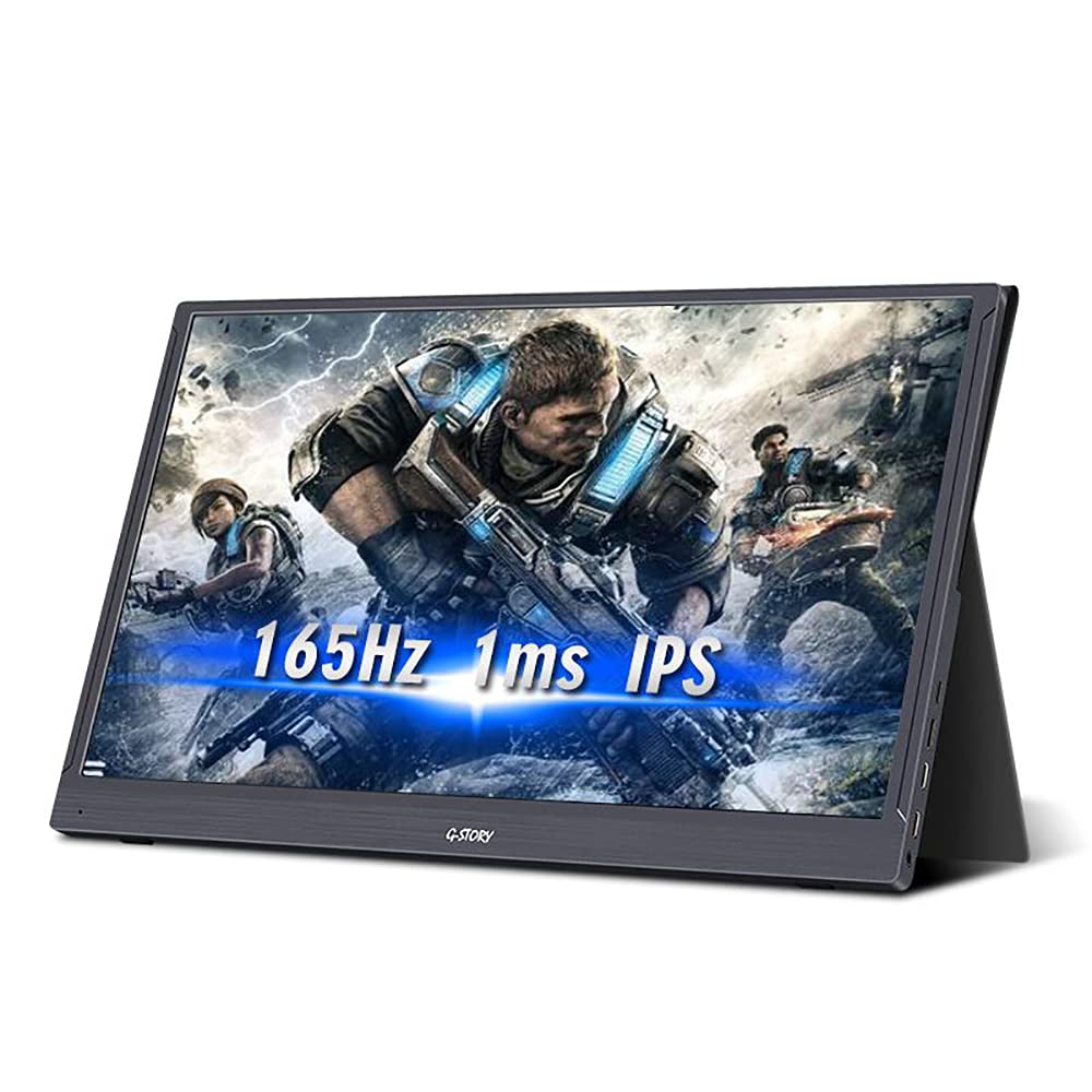G-STORY 15.6" 165Hz Portable Monitor, 1080P FHD 144Hz 1ms Gaming Monitor IPS Screen External Secondary Display with Type-C/HDMI/DP Input for PC Phone Laptop Nintendo Xbox PS5 PS4
