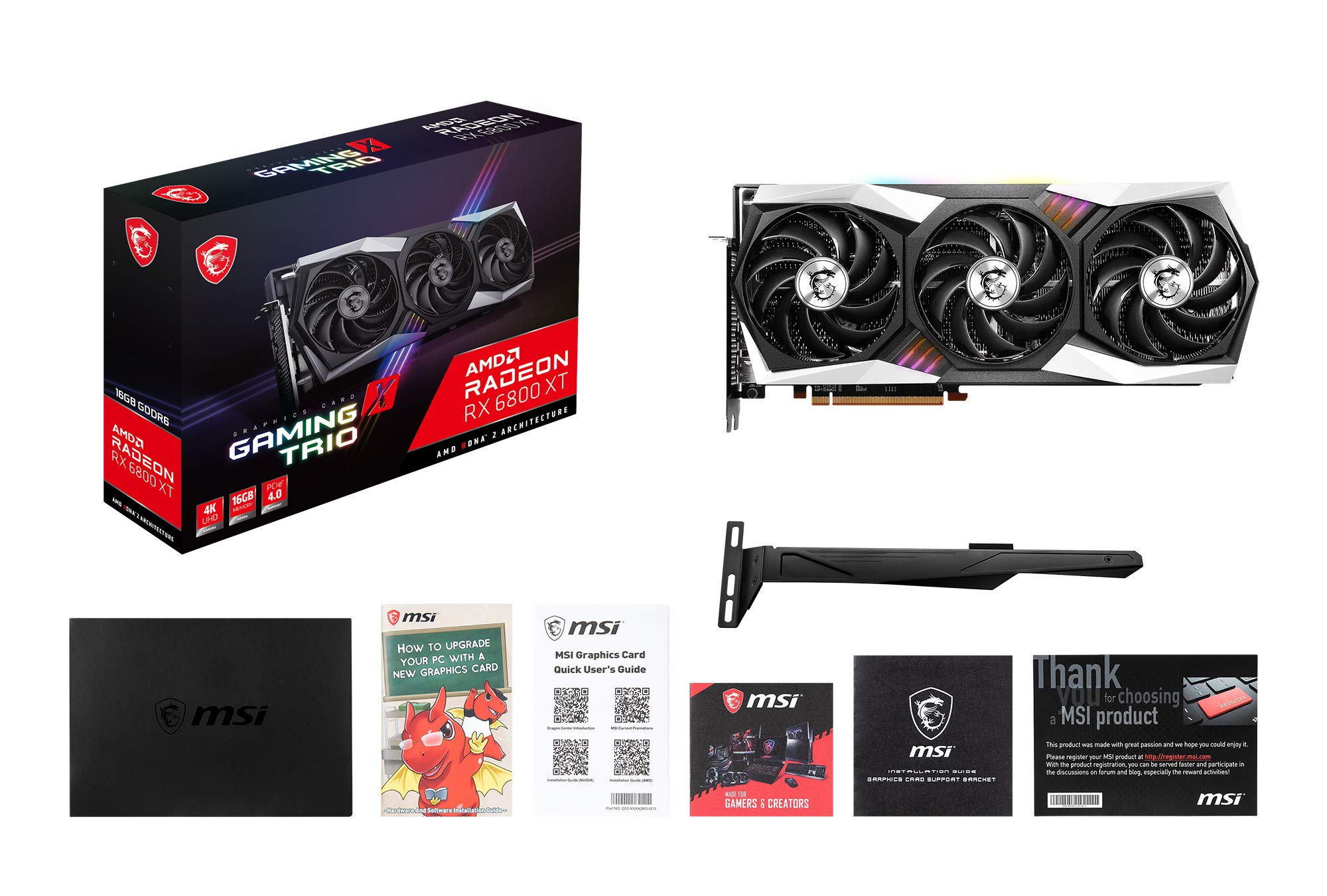 MSI Gaming Radeon RX 6800 XT 16GB GDRR6 256-Bit HDMI/DP 2285 MHz RDNA 2 Architecture OC Graphics Card (RX 6800 XT Gaming X Trio 16G)