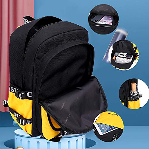 CUSALBOY Anime School Bags student Oxford Cloth Vacation Backpack Travel Bag Luggage Trolley Case with Six Wheels Laptop backpack (green1)