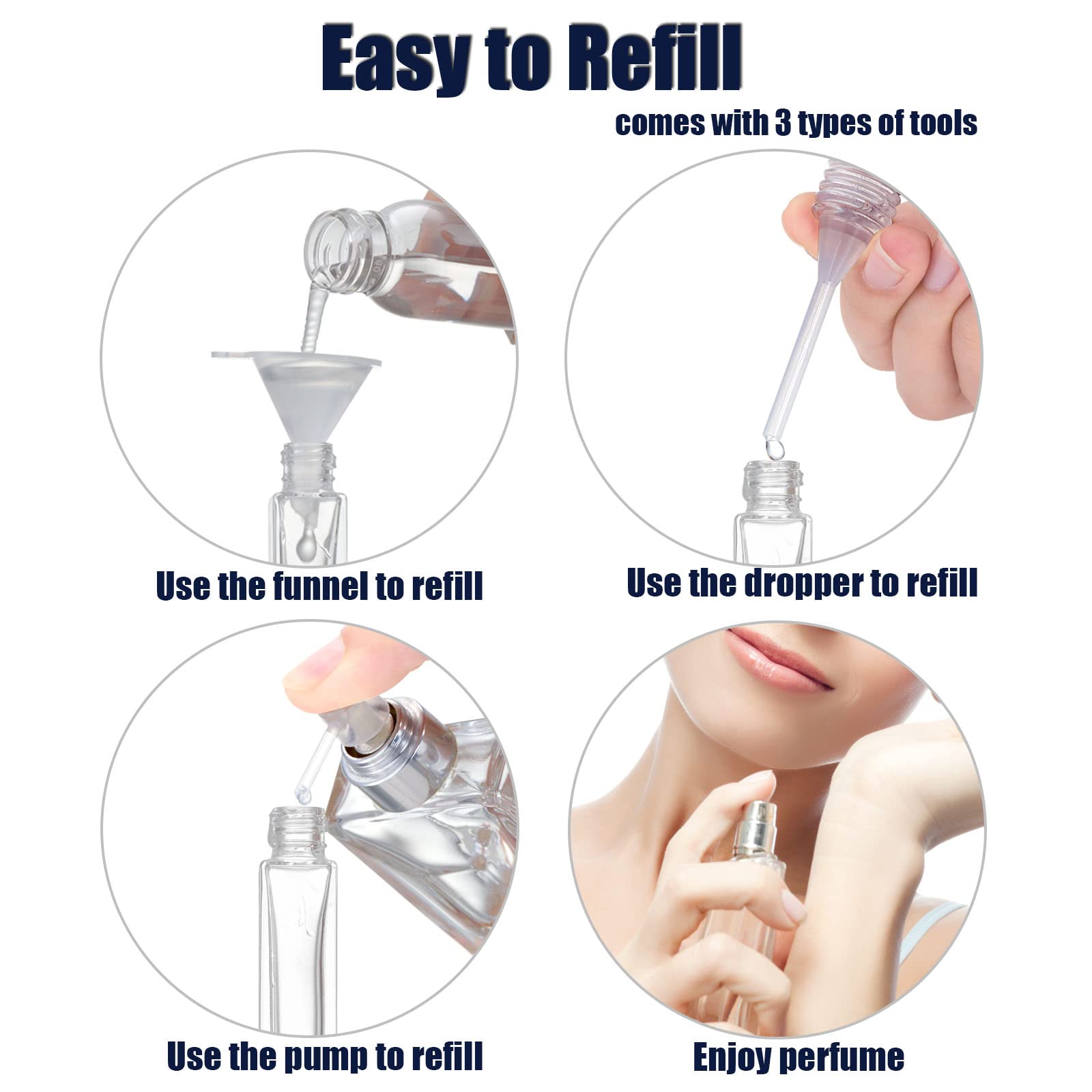 Lil Ray 10ml Perfume Atomizer for Men & Women. Refillable Glass Spray Bottle. Portable Fragrance Bottle for Travel,Party (6PCS)