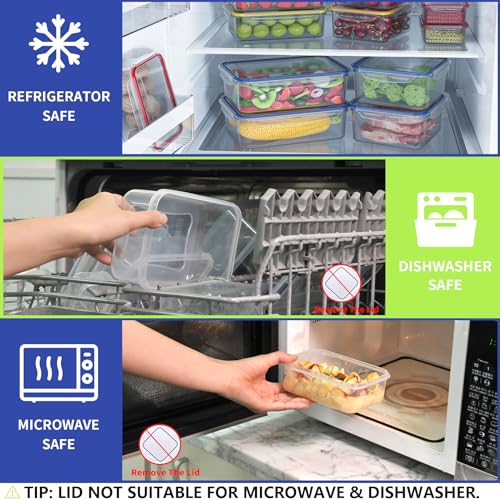 44 PCS Food Storage Containers with Lids Airtight, BPA Free Plastic Meal Prep Containers Reusable, Microwave/Freezer/Dishwasher Safe Leakproof Fruit Vegetables Containers for Kitchen(Colorful)
