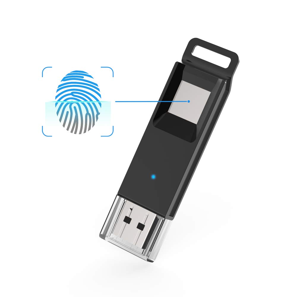 32GB Flash Drive, Aiibe Fingerprint USB 3.0 Flash Drive 32 GB High Speed Recognition Encrypted USB Drive Security Protection Thumb Drive USB Stick (32G, Black)