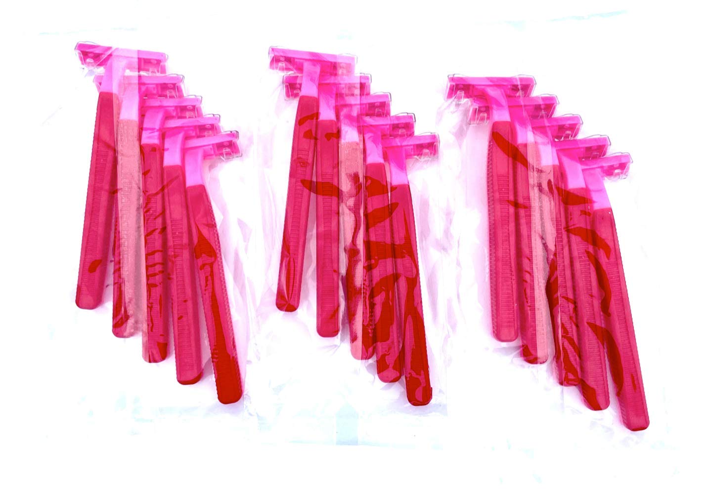 15 Pack of Dependable Disposable Pink Razor Blades with Aloe Vera Strip and Rubber Solid Handle