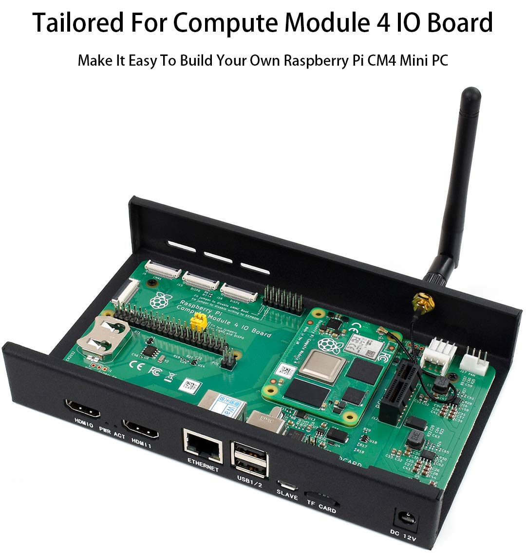 Metal Case/Box with Cooling Fan for Raspberry Pi Compute Module 4 IO Board, Mini Computer Chassis with HDMI,Ethernet,USB ,DSI Display Port, CSI Camera Port
