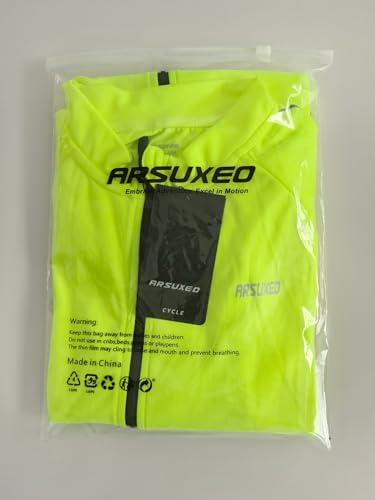 ARSUXEO Men's Short Sleeves Cycling Jersey Bicycle MTB Bike Shirt 636 White Size L