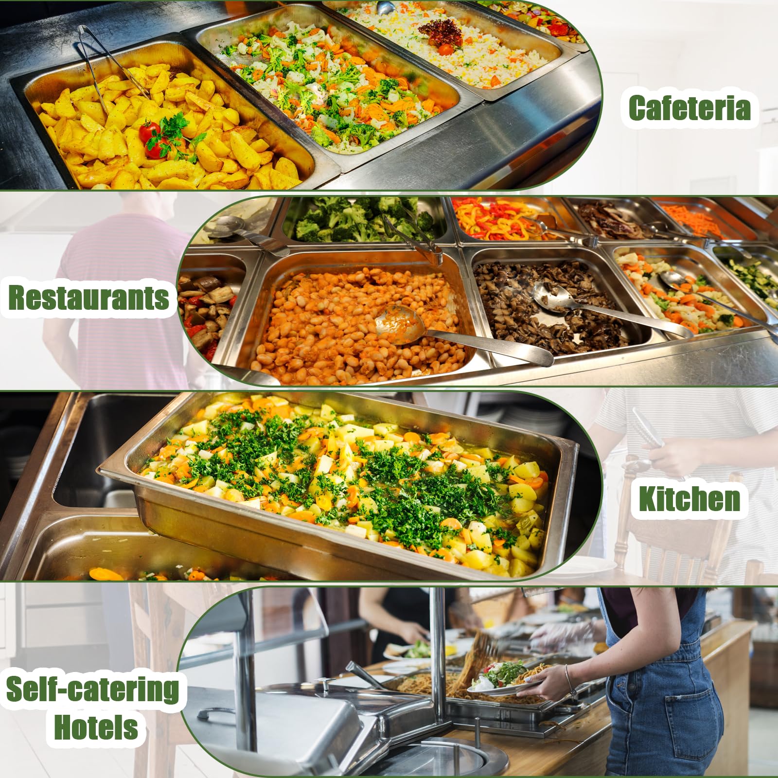 3 Pack Half Size 4 Inch Hotel Pan with Lids 2.6 Inch Perforated Steam Pan Stainless Steel Restaurant Pans for Restaurants, Cafeteria, Kitchen
