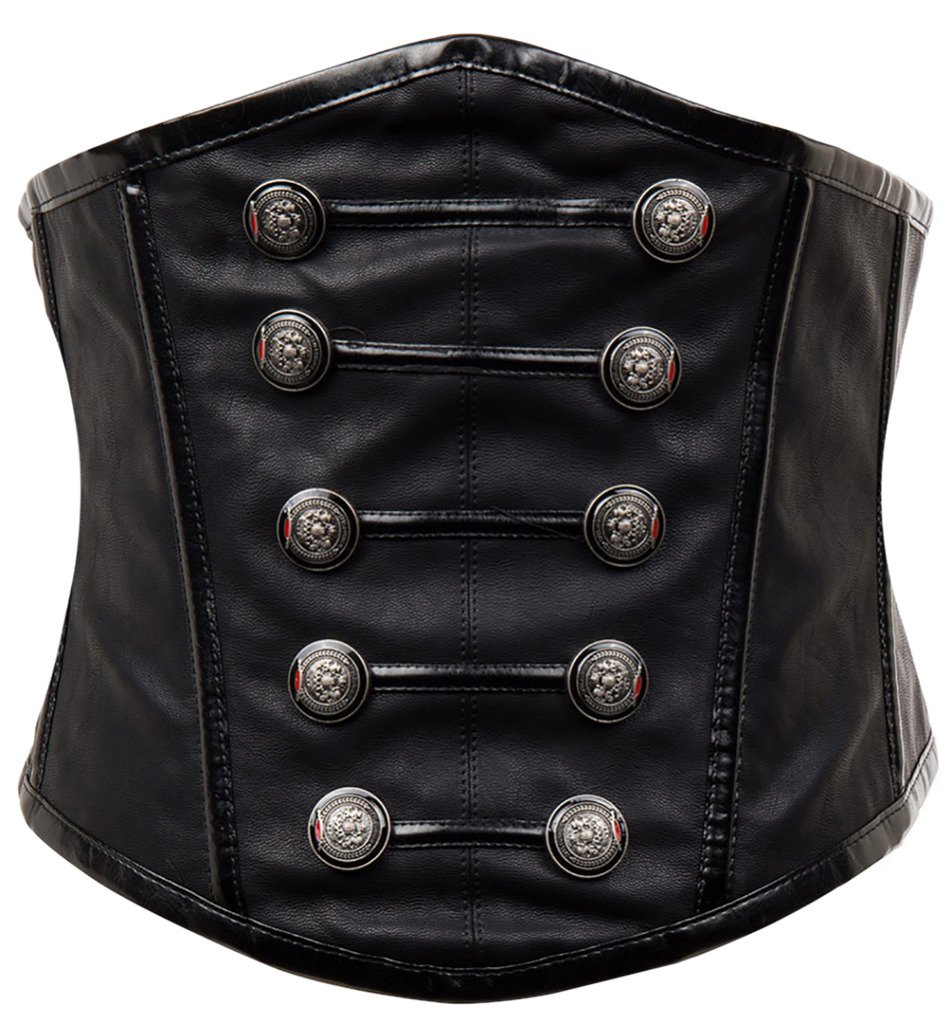 Alivila.Y Fashion Women's Faux Leather Rivet Steampunk Retro Boned Wide Corset Belt 21674-Black-M