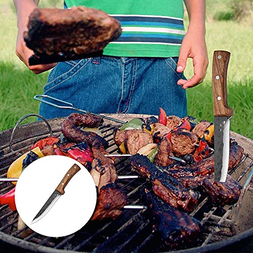 LYUSan 6.3" Meat Cleaver Knives Hand Forged Boning Knife handmade Multipurpose Cleaver Kitchen Knives for Camping, Grill Carbon Steel