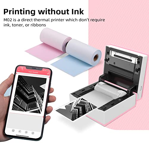 Phomemo Mini Bluetooth Sticky Printer M02 Thermal Inkless Pocket Printer, Portable Hand-held Small Printers, Compatible with iOS, Android for Travel, Note, to-do List, Journal, Planner, Scrapbook