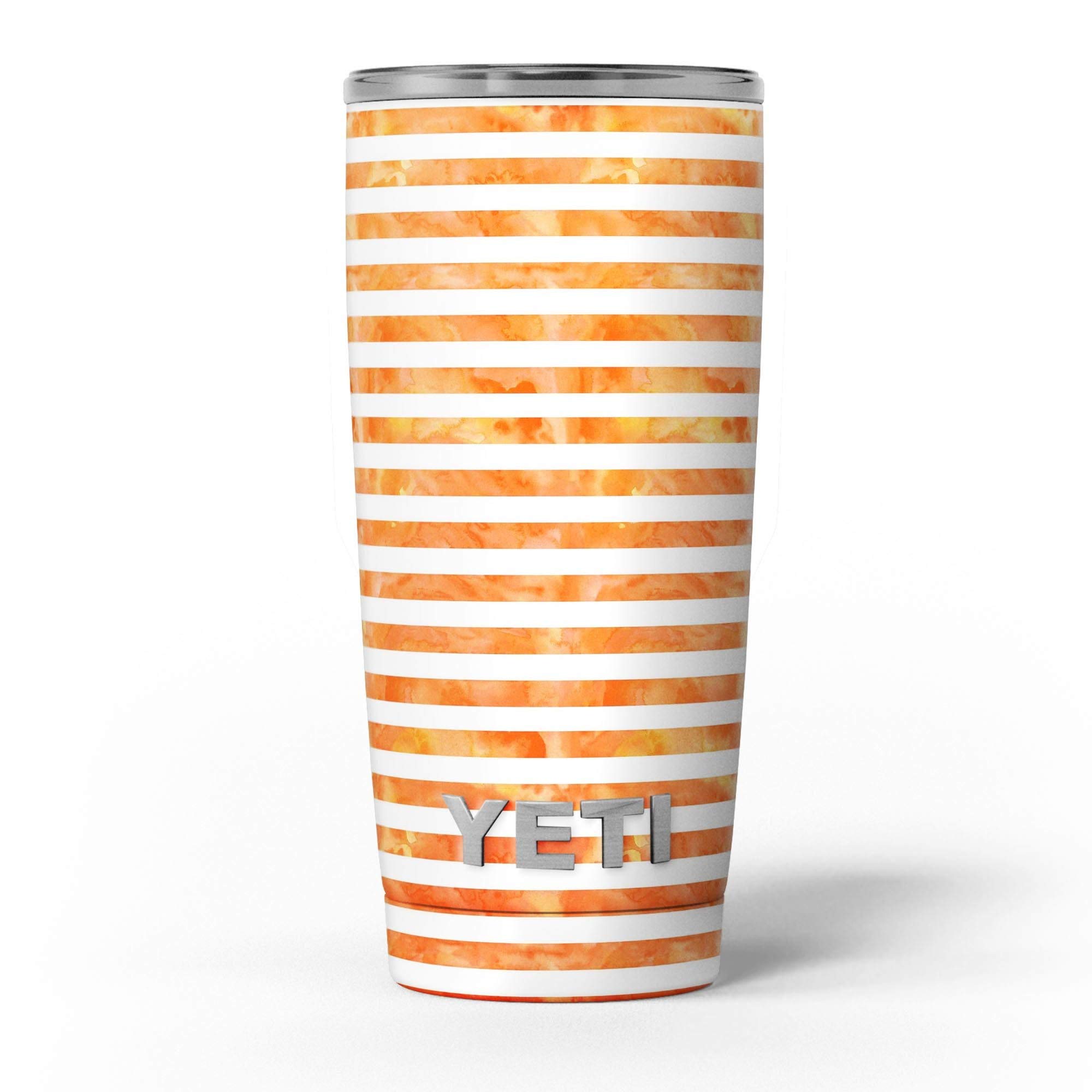 Design Skinz The Orange Watercolor Surface with Horizontal Stripes - Skin Decal Vinyl Wrap Kit Compatible with The Yeti Rambler Cooler Tumbler Cups